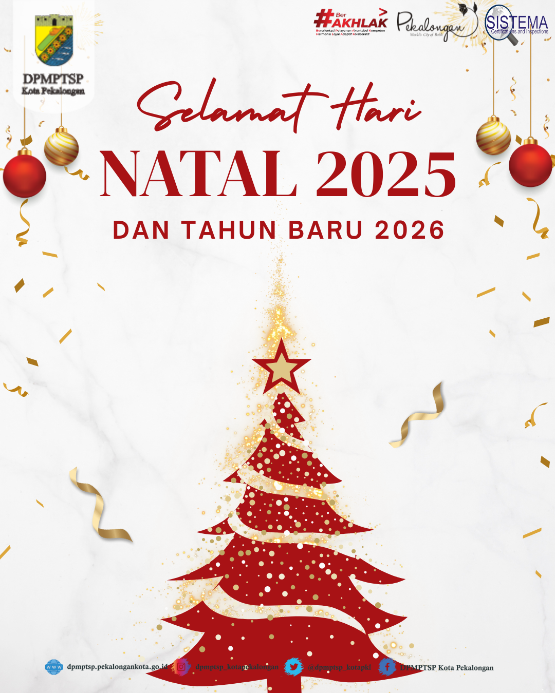 DPM-PTSP - Selamat Merayakan Hari Natal 2025 dan Tahun Baru 2026